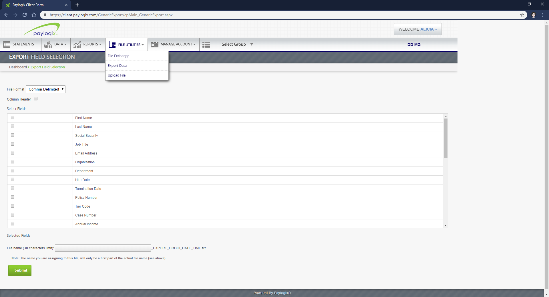 How do I export a list of participants for a specific product? - Paylogix